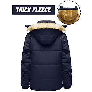 TACVASEN Men's Winter Coat Cold Weather Windbreaker Snow Coats Thick Fleece Jacket Navy, XL