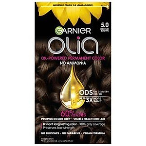 Garnier Olia Oil Powered Permanent Color, Medium Brown [5.0] 1 ea (Pack of 4)