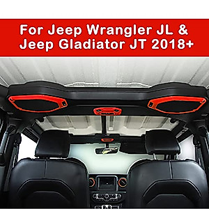 CheroCar 21PCS Full Set Interior Decoration Trim Kit for 2018-2021 Jeep Wrangler JL JLU & Gladiator JT Steering Wheel, Air Conditioning Vent, Reading Light, Speaker (Red)
