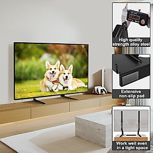 Universal Table Top TV Stand for Most 27 30 32 37 40 43 47 50 55 60 65 Inch Plasma LCD LED Flat or Curved Screen TVs with Height Adjustment, VESA Patterns up to 800x500 mm, 88 lbs