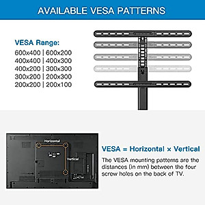 PERLESMITH Universal Swivel TV Stand-Table Top TV Stand Base for 37-70 inch LCD OLED Flat Screen 4K TVs Height Adjustable TV Stand Mount with Heavy Duty Tempered Glass Base VESA 600x400mm