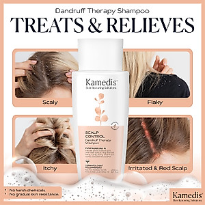 KAMEDIS Anti-Dandruff Therapy Shampoo. For Dry, Itchy, Flaky, Sensitive Scalp and Seborrheic Dermatitis. Contains 1% Zinc Pyrithione and Salicylic Acid. Hair & Head Treatment. 13.4 Fl Oz. (2pk)