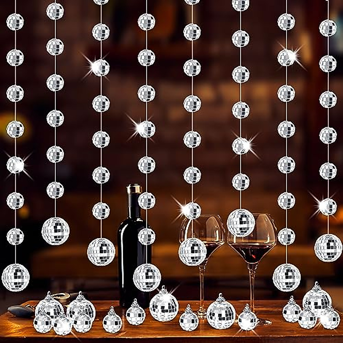 79 Pcs Disco Balls Ornaments Reflective Mirror Disco Ball Hanging Glass Mini Disco Ball 70s Disco Party Decorations for Wedding Bar Dance Music Christmas (2 in, 1 in)