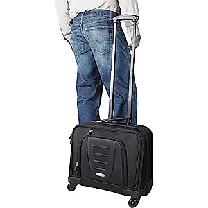 Samsonite Mobile Office Spinner Wheeled Briefcase, telescoping handle, Black, One Size