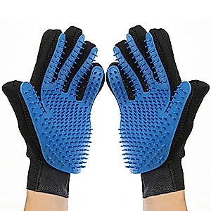 FEILIBI Pet Grooming Gloves for Efficient Hair Removal Long & Short Fur and Gentle Deshedding Brush and Massage for Dogs&Cat-(1Pair Left & Right Hand), 9 X 7 X 0.7inches
