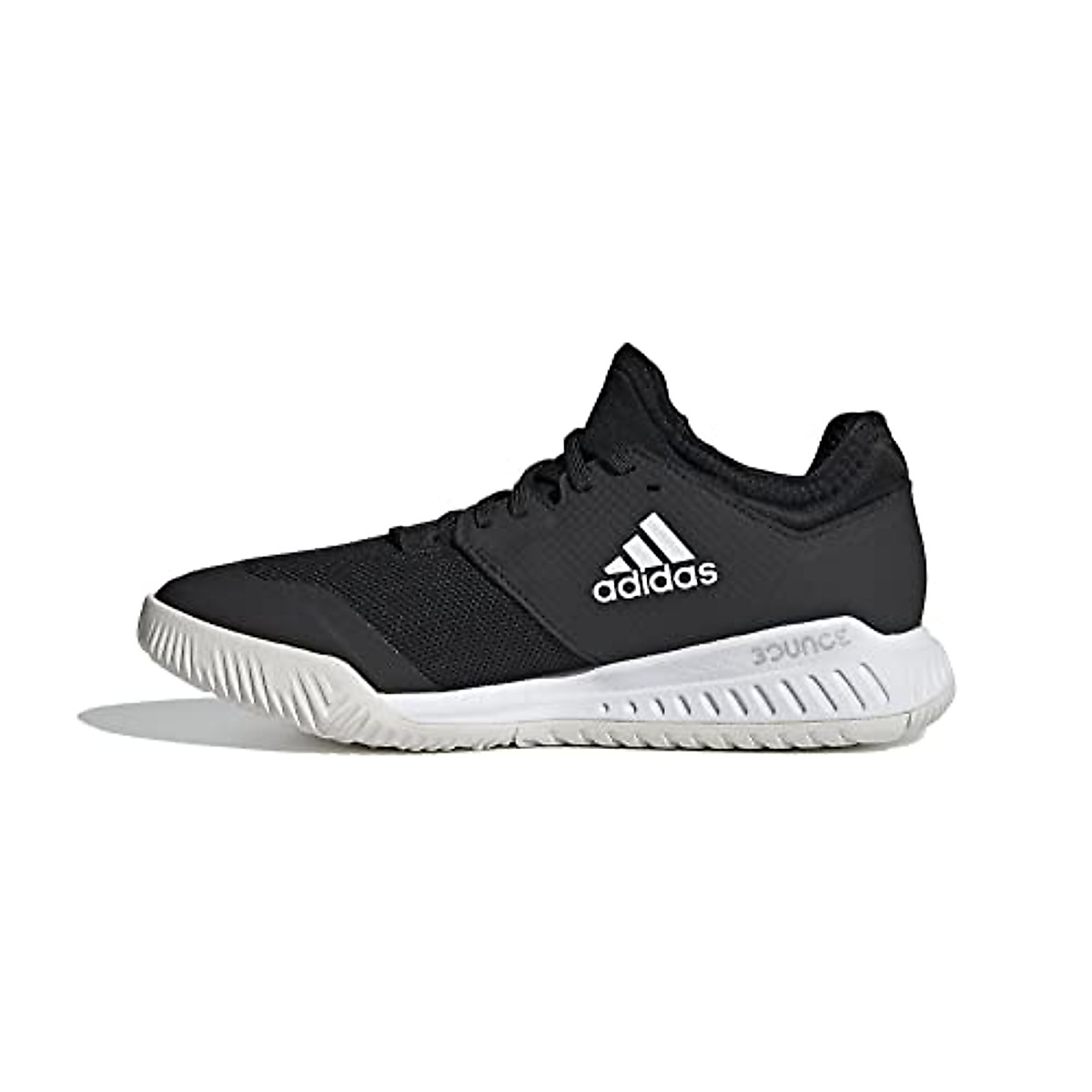adidas Women's Court Team Bounce Volleyball Shoe, Black/White/Silver Metallic, 6.5