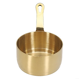 60/80/100ml Stainless Steel Sauce Pan, Cookware Collection Long handle, Mini Saucepan Milk Butter Melting Pot with hanging hole, Easy to Store(Gold 80ML)