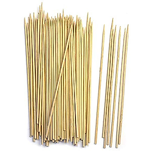 [200 Pack] 8" Bamboo Skewers BBQ Sticks for Shish Kabob, Fondue, Satay, Outdoor Grilling, Marshmallow, Appetizer, Fruit, Corn, Chocolate Fountain, Cocktail
