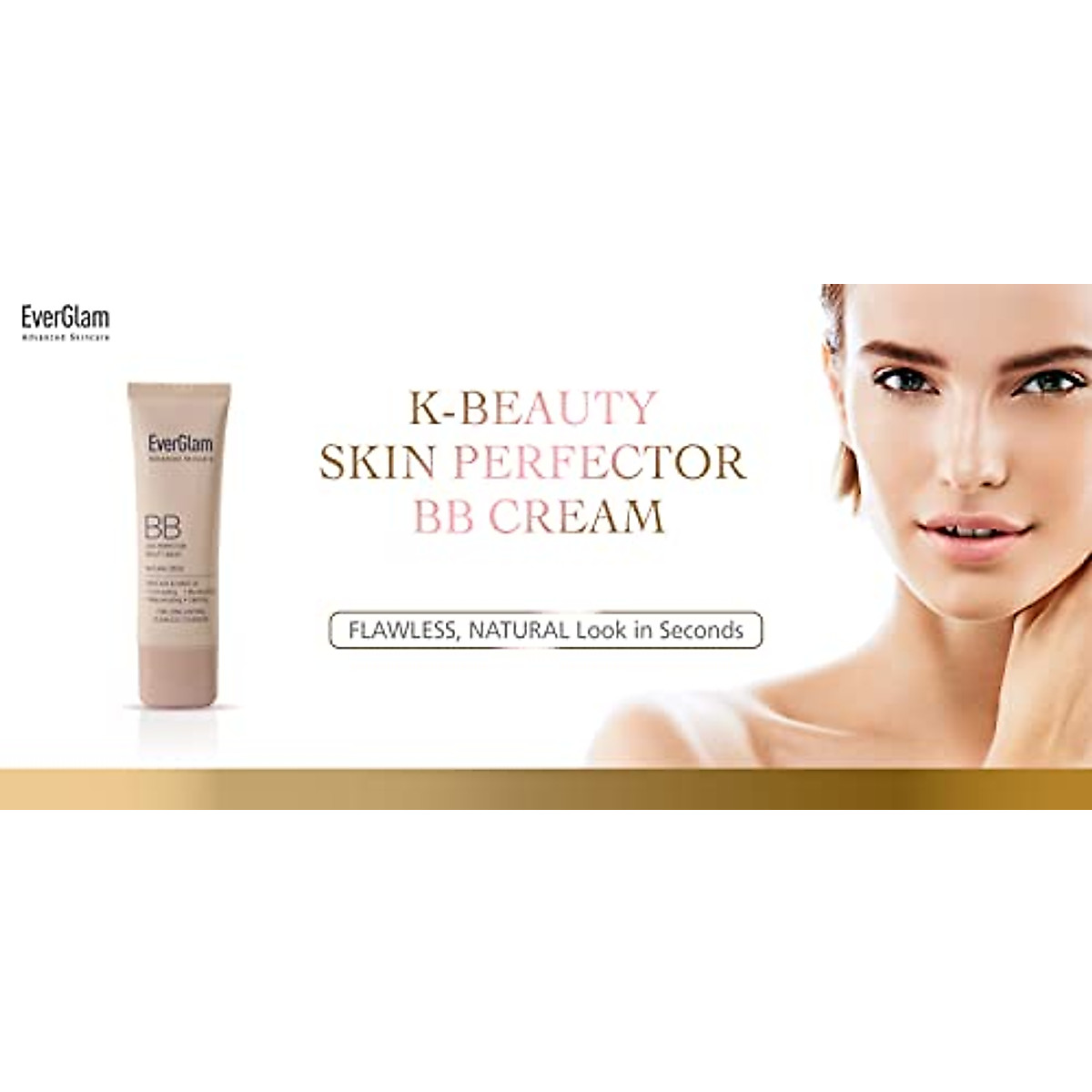 EverGlam K-Beauty Skin Perfector Korean BB Cream, Light Medium - Flawless, Natural Glow in Seconds | Multi-Function Tinted Moisturizer: Stays On All Day, Dewy, Water-Resistant, Oil-Controlling