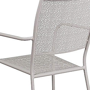 Flash Furniture Commercial Grade Light Gray Indoor-Outdoor Steel Patio Arm Chair with Square Back
