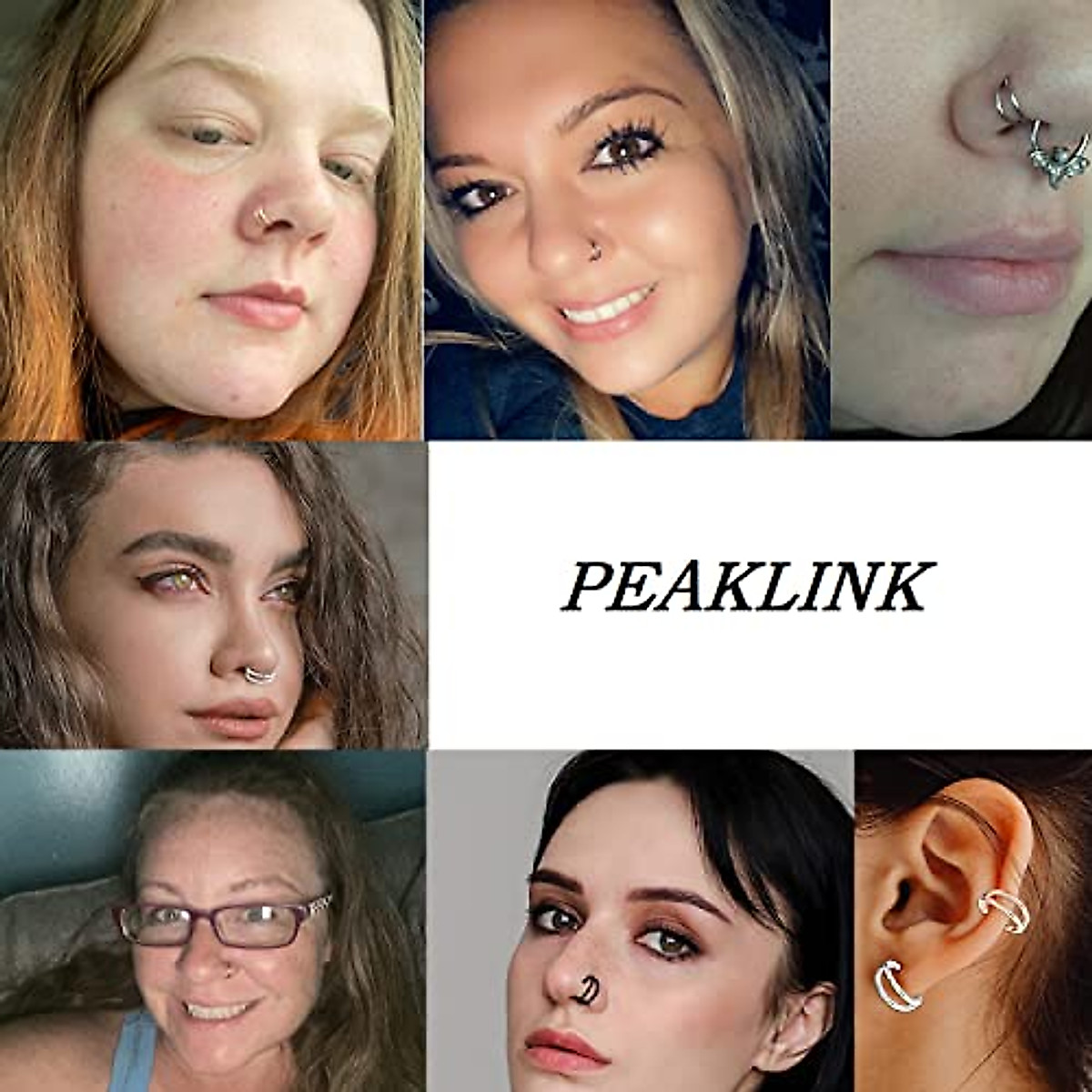 PEAKLINK 16G Cartilage Earrings Conch Hoop Ring Double Open Stacked Cartilage 316L Surgical Steel Septum Nose Rings 12mm Lobe Earrings Unisex Hoop Earrings Septum Daith Piercing Jewelry Gold