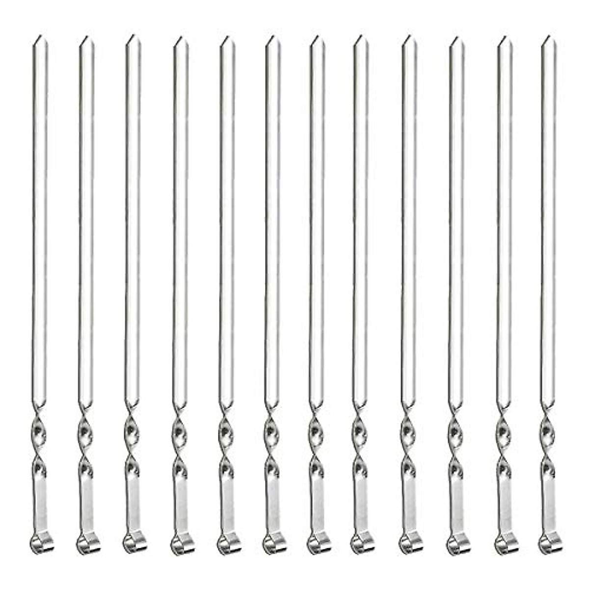 Antallcky 12 Pack Kabob Skewers BBQ Barbecue Skewers Stainless Steel Sticks Heavy Duty Large Wide Reusable with Nonslip Ring Handle Ideal for Shish Kebab Chicken Shrimp and Vegetables (22 inch)