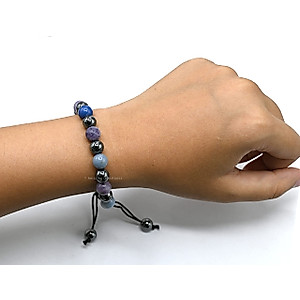 Stop Drinking Alcohol Manifestation Bracelet - Lepidolite Blue Aventurine Hematite Bracelet Set for Men Women Healing Calming Anxiety Stress Relief Gifts Pulseras Para Hombres Mujer (Adjustable)