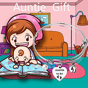 FOTAP Auntie Gift Auntie to be Bracelet Expandable Wire Bangle Funny Auntie Gift Best Sisters Get Promoted to Auntie Gift Auntie Bracelet