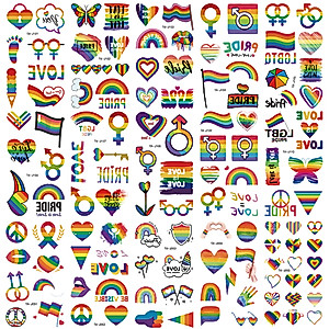 200+ Pcs Pride Tattoos,Gay Pride Tattoos, 20 Sheets Pride Temporary Tattoos, Waterproof Rainbow Flag Tattoo Stickers for Pride Equality Parades and Celebrations