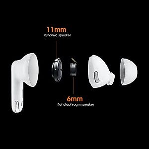 GQ ONE Noise Cancelling Wireless Earbuds, in-Ear Headphones, Touch Control, Bluetooth 5.3 IP55 Waterproof, Wireless Charging, Built Triple Mic, 35H Playtime, for iPhone & Android Sweat Resistant White