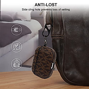 Compatible with Airpods Pro Case, Luxury Full-Body Hard Shell Leather Skin Case Cover Shock-Absorbing Protective Case with Keychain for AirPods Pro Earphones Charging Case [Front LED Visible]