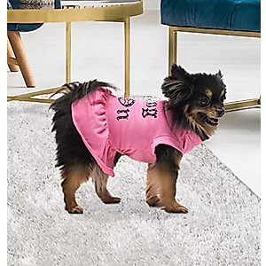 Juicy Couture Bling it On Cheer Dog Dress – Pullover Design Puppy Shirt with Elasticated Waistline and Flared Skirt, Doggie Clothes for Convenient Bathroom Breaks, X-Small (2-4 lbs.)