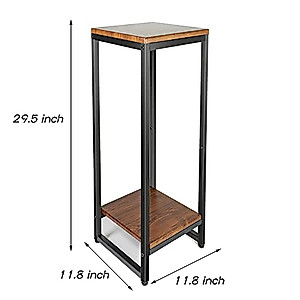 Jo.Devivre 30 inch tall plant stands Indoor ,Tall Metal Single Plant Holder, 2 tier Pedestal Stands, Modern Corner Square Flower Tall Plant Tables Indoor Outdoor (Style D-2 tier)