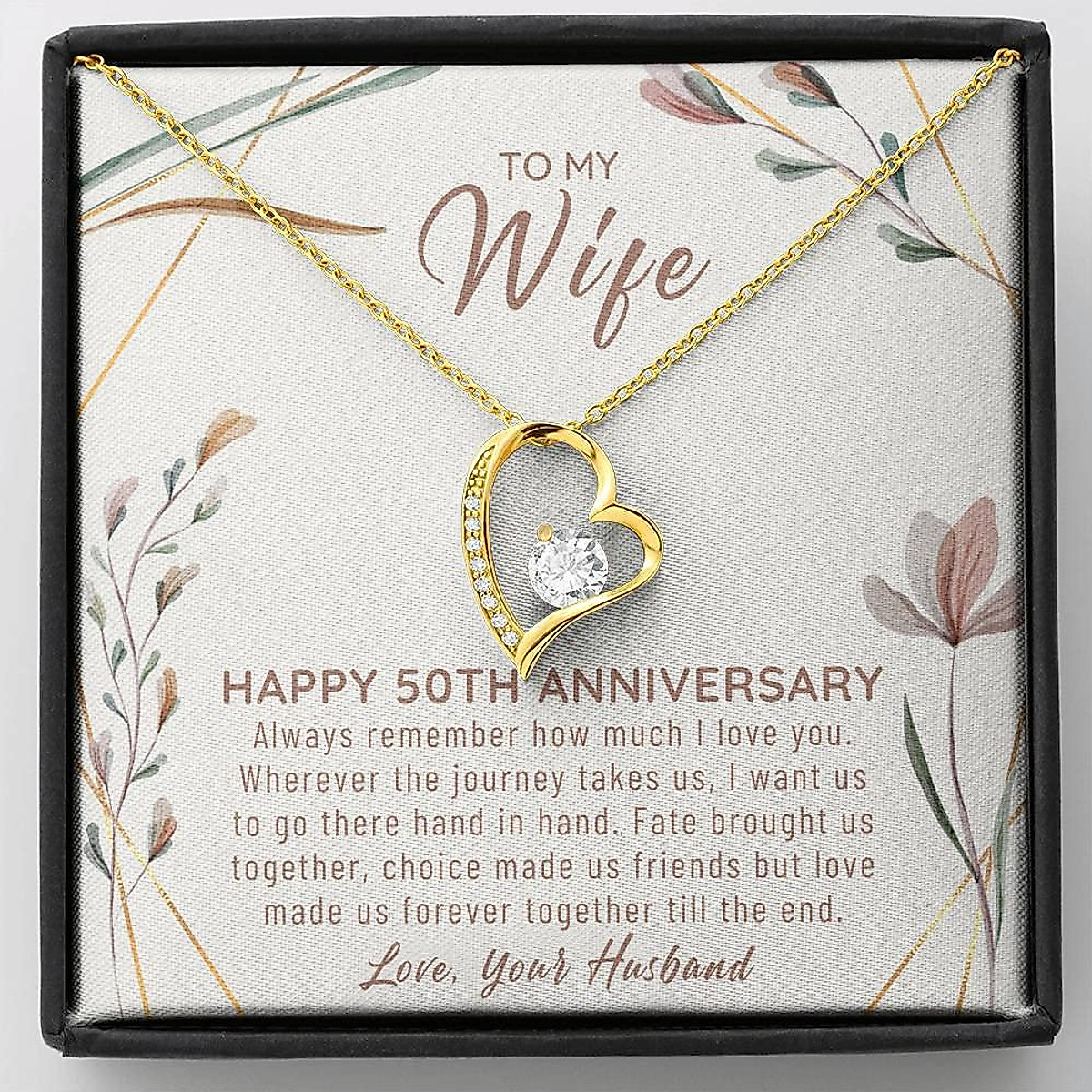 50 Year Wedding Jewelry Gift For Wife – 50 Year Anniversary Necklace Gift For Her – 50th Anniversary Wedding Present – 50th Wedding Anniversary Wife Gift – FLSG00050-9