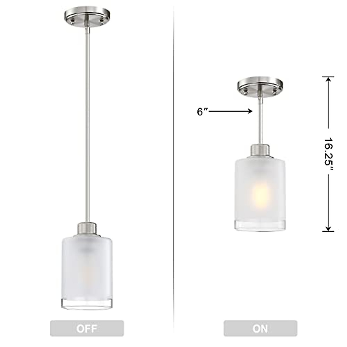 Dolaimi House 3 Pack 1-Light Pendant Ceiling Light Industrial Farmhouse Fixture Clear Frosted Glass with Brushed Nickel Finish for Bedroom Hallway Dining Room Entryway Kitchen Cafe Bar