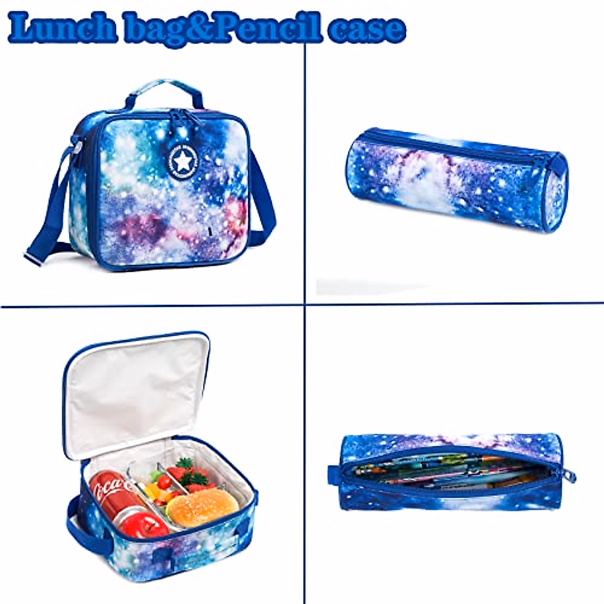 Oruiji Large Rolling Backpack for Boys Backpack with Lunch Box Pencil Case Galaxy Wheeled Backpack Carry on Luggage for Teen Boys