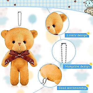 Chivao 12 Pieces Joint Mini Bears Toy Plush Bear Baby Shower Decorations Stuffed Animals Soft Tiny Bears Doll Small for Birthday Cake Wedding Ornaments Keychain DIY Accessory (Boy Bow Style)