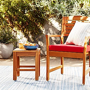 Amazon Aware FSC Certified (FSC N004130) Outdoor Patio Stools with Cushions, Acacia Wood, Set of 2, Natural Finish