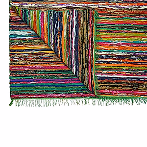 NAQSH Chindi Area Rag Rug 3.5x6 Feet - Recycled Cotton Colorful Reversible Runner Rugs, Multicolor Hand Woven Home Collection,(Green)