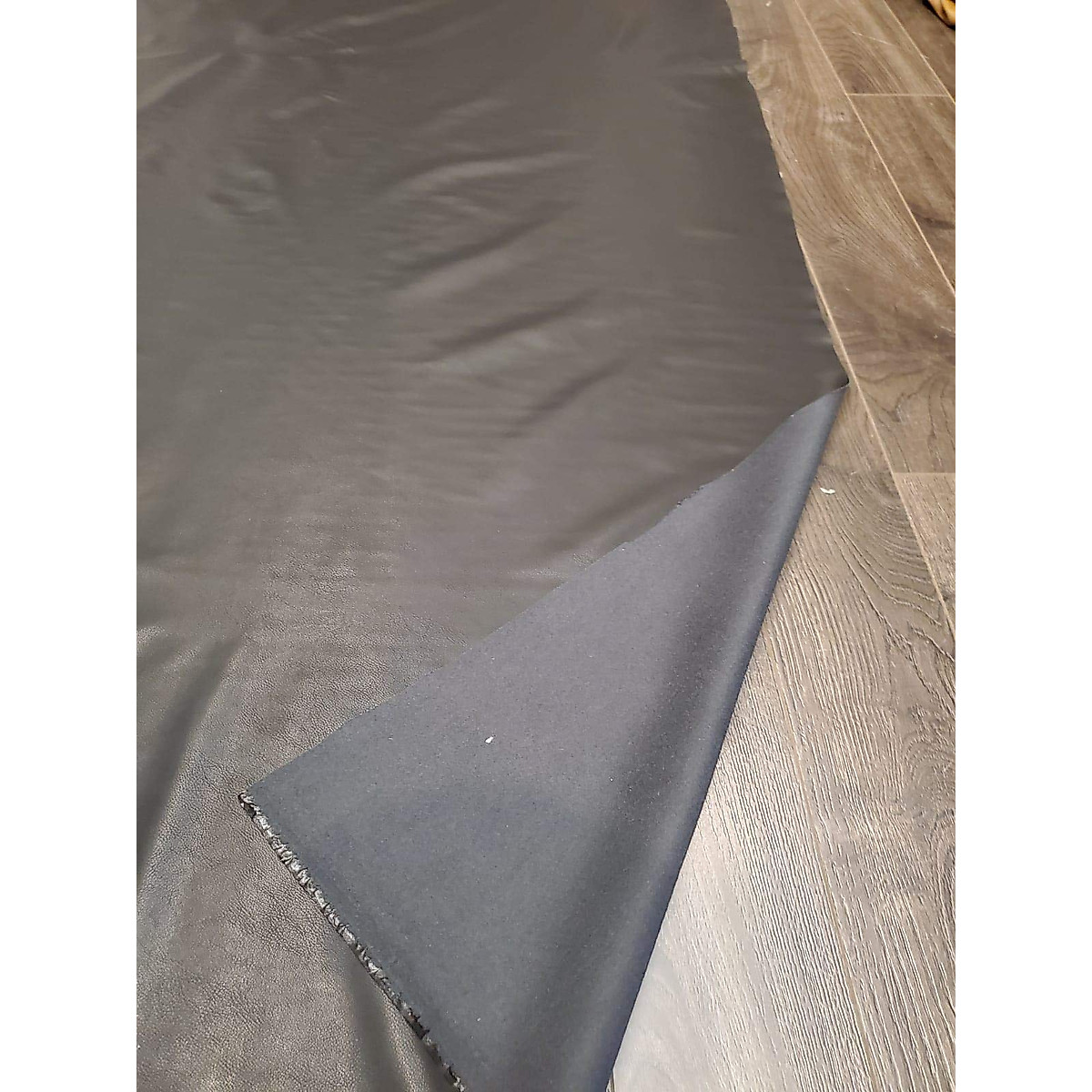 NAT Leathers™ | Black Garment Weight Thin Faux (Peta-Approved Vegan) Leather Synthetic Pleather 0.7 mm Stretch 1 Yard 52 x 36 inches Soft Smooth for Garments, Pants, Skirts Shirts 0.7 mm