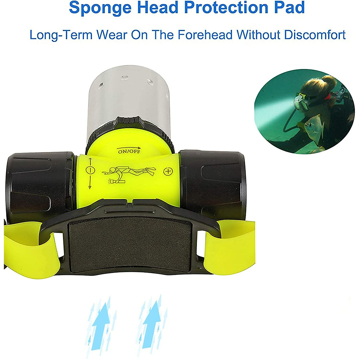 LUXNOVAQ Underwater Flashlight for Diving Super Bright 1800 Lumens LED Diving Headlamp, IPX8 Waterproof Scuba Dive Light 3 Modes Snorkeling Diving Flashlight Dive Torch for Underwater Sports