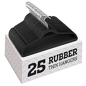 ZOBER 25pk Non-Slip Rubber Coated Hangers, Space Saving & 360° Swivel Hook