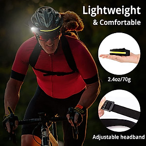Myasrelae Night Buddy Headlamp - Waterproof Rechargeable Headlamp LED, Lampe Frontale 230° Wide Headlight Lightweight with 5 Modes & Smart Sensor Outdoor Headlamps (Black)