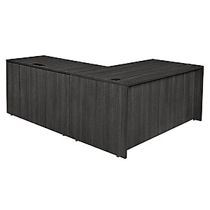 Regency Legacy Single Pedestal L-Desk with Three Drawers, 66", Ash Grey