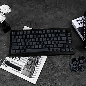 JOLINTAL 143 Keys Grey on Black Keycaps Set, Japanese Keycaps Custom Keycaps Black on Grey Keycaps, PBT Cherry Profile Keycaps for Mechanical Keyboard