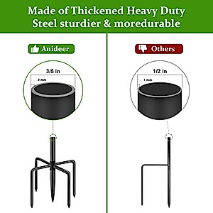 Outdoor Shepherds Hook with 5 Prong Bases, Black, 2 Packs, 48 inches Tall, Garden Hanging Stake for Bird Feeder, Solar Light, Plant Hanger, Wedding Decor, Metal Hanger Hooks