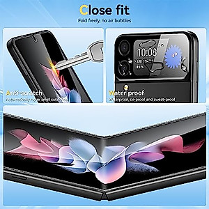 Vizvera【2 Pack Galaxy Z Flip 3 Screen Protector EPU Film+2 Pack Flip 3 Inner Screen Flexible Film】HD Transparent High Clarity, Anti-Shatter, Bubble Free for Samsung Galaxy Z Flip 3 5G Screen Protector-Clear