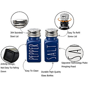 Farmhouse Salt And Pepper Shakers Set,Kitchen Blue Decor,Glass Salt And Pepper Shakers Set,Cute Salt Shaker,Gift For Women,Modern Farmhouse Decor,Home Decor,No Rubbing Off (2 BLUE)