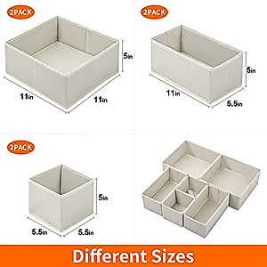 Stero 6 Pack Drawer Organizers for Clothing, Dresser Drawer Organizer Clothes, Fabric Foldable Closet Organizers and Storage Basket Bins for Clothes, Underwear, Bras, Socks (Light Grey)