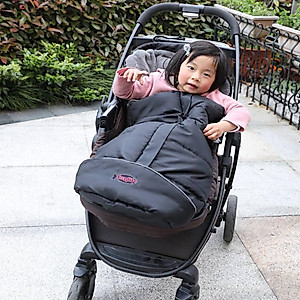 German Designed Universal Stroller Footmuff, 2 Way Zippers Style Easy for Baby in&Out, Length Extensible,Temperature Adjustable Footmuff Fits Baby Growth,Reflective Strips Around Bunting Bag