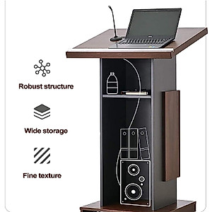 Podium Stand Luxury Lecterns Mobile Wooden Podium Inclined Floor Lectern with Locking Wheels Reception Desk 60 * 70 * 118cm Podium Stand Has Many uses