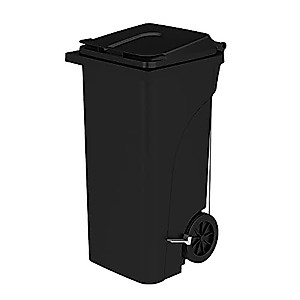 Safco Products Plastic Step-On Trash Can for Hands-Free Disposal, Great for Home/Commercial Use, 32 Gallon, Black (9926BL)