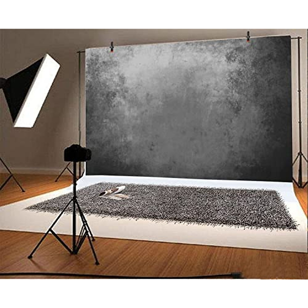 JASREE Vinyl 10x8ft Vintage Abstract Grey Backdrop for Photography Blue Backdrop Gradual Change Gray Cement Wall Background Kids Baby Shower Adults Wedding Photos Portrait Backdrop Photoshoot Props