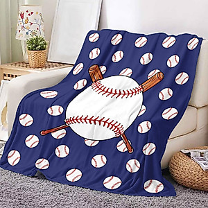Soft Baseball Blankets for Boys Adults Kids, Baseball Gifts for Boys Men, Baseball Team Gifts, Baseball Coach Gifts for Men, Baseball Stuff Cozy Fleece Baseball Blanket for Couch Bed 50'' x 60''(02)