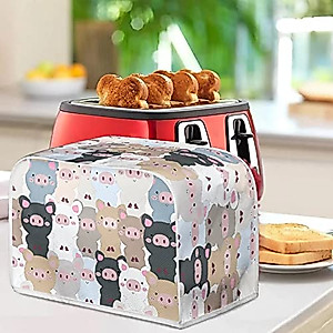 Yuuxorilu Cute Pig Toaster Cover Kitchen Toaster Covers Universal Size 2 Slice Bread Toaster Cover Protection Stain Resistant Dustproof Bread Maker Covers for Womens
