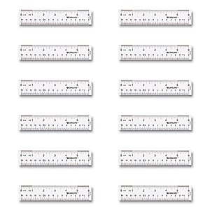 Westcott Clear Flexible Acrylic Ruler, Standard/Metric, 6" (15 Cm) Long, Clear, 12/Box