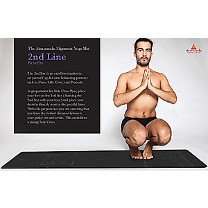 Atmananda Black Yoga Mat, Premium Natural Rubber Top, Educational Alignment Lines, Good for all Yoga Styles, Lightweight, Designed to Help Protect Your Joints (Large (5'7" & above), Bronze)