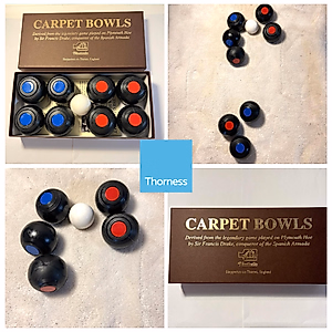 Thorness DRAKES CARPET BOWLS | Indoor bowls set | Bowls game for adults and children | CARPET BOWLS GIFT | French boules set | Each bowl is 2 inches in diameter.
