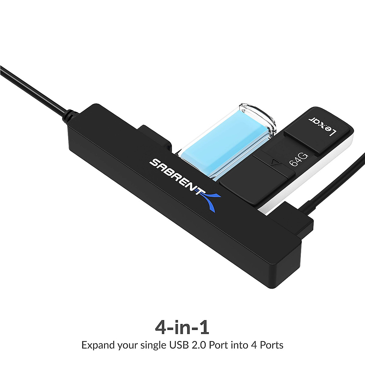 SABRENT 4 Port Portable USB 2.0 Hub + 4-Port USB 2.0 Hub with Individual LED lit Power Switches