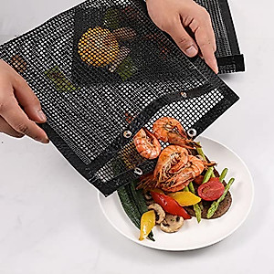 1 Pack BBQ Mesh Grill Bags for Outdoor Grill, Non-Stick Barbecue Bags Reusable for Charcoal Gas Electric Grills Smokers BBQ Veggie Grill Bags for Cooking Vegetables Grilling Bag Pouches Heat-Resistant